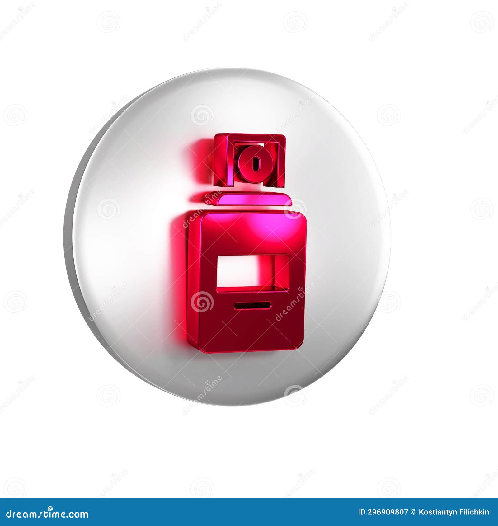 Red Perfume Icon Isolated on Transparent Background. Silver Circle ...