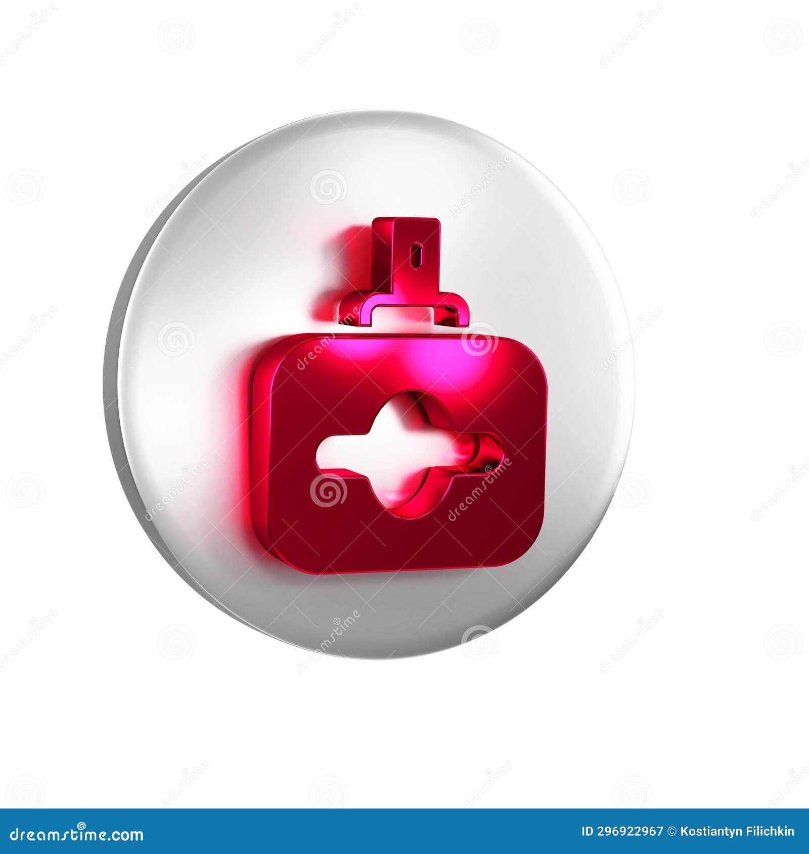 Red Perfume Icon Isolated on Transparent Background. Silver Circle ...