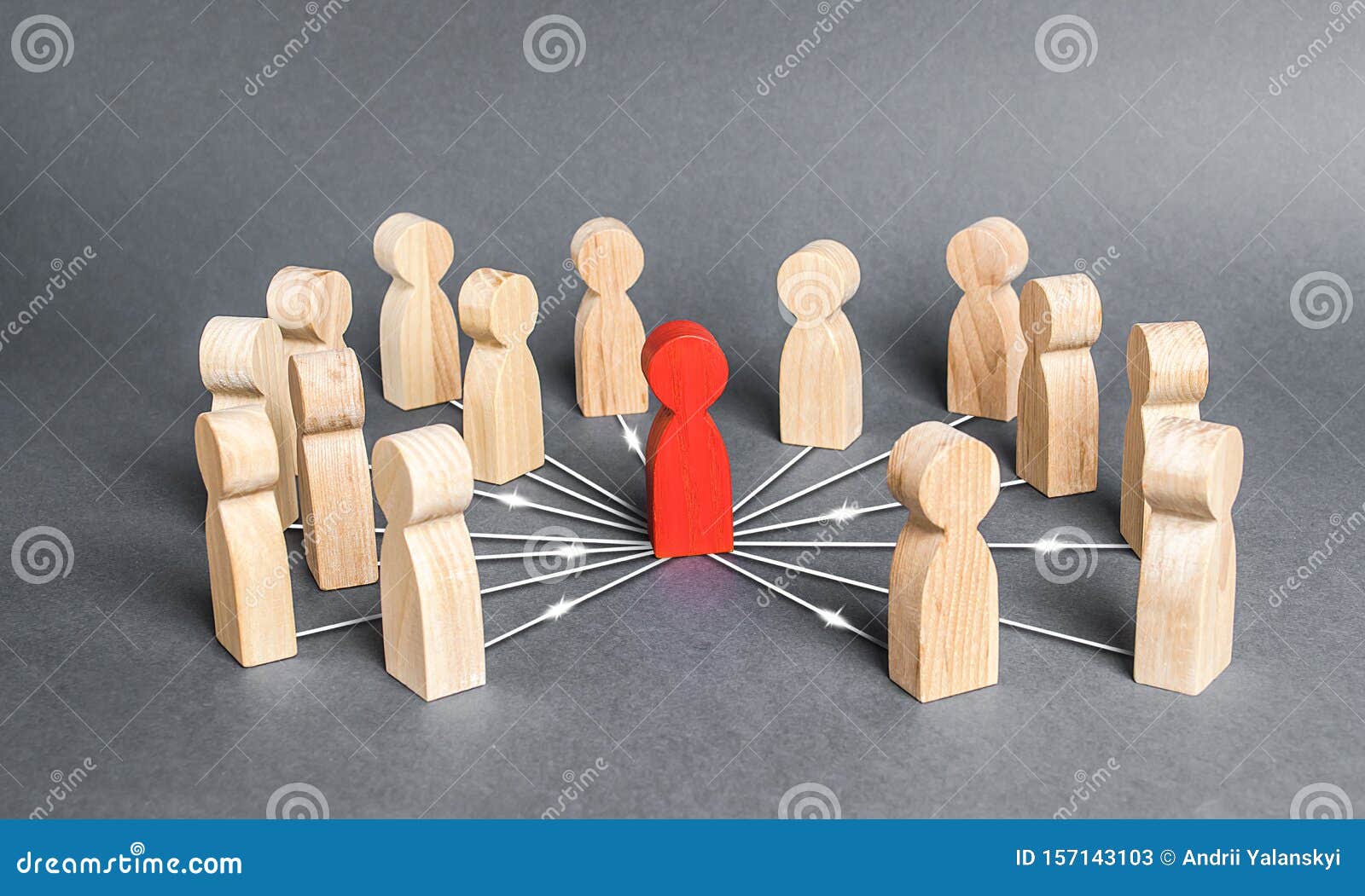 The Red Person is Connected with Employees by Wide Network of Lines. at ...
