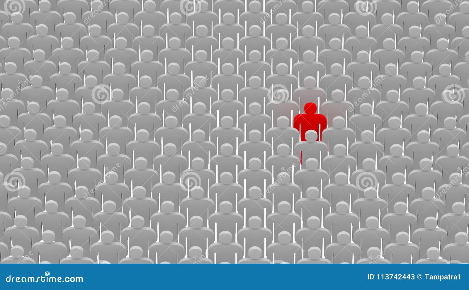 Red Person Standing in the Crowd. Human Concept, 3d Illustration Stock ...