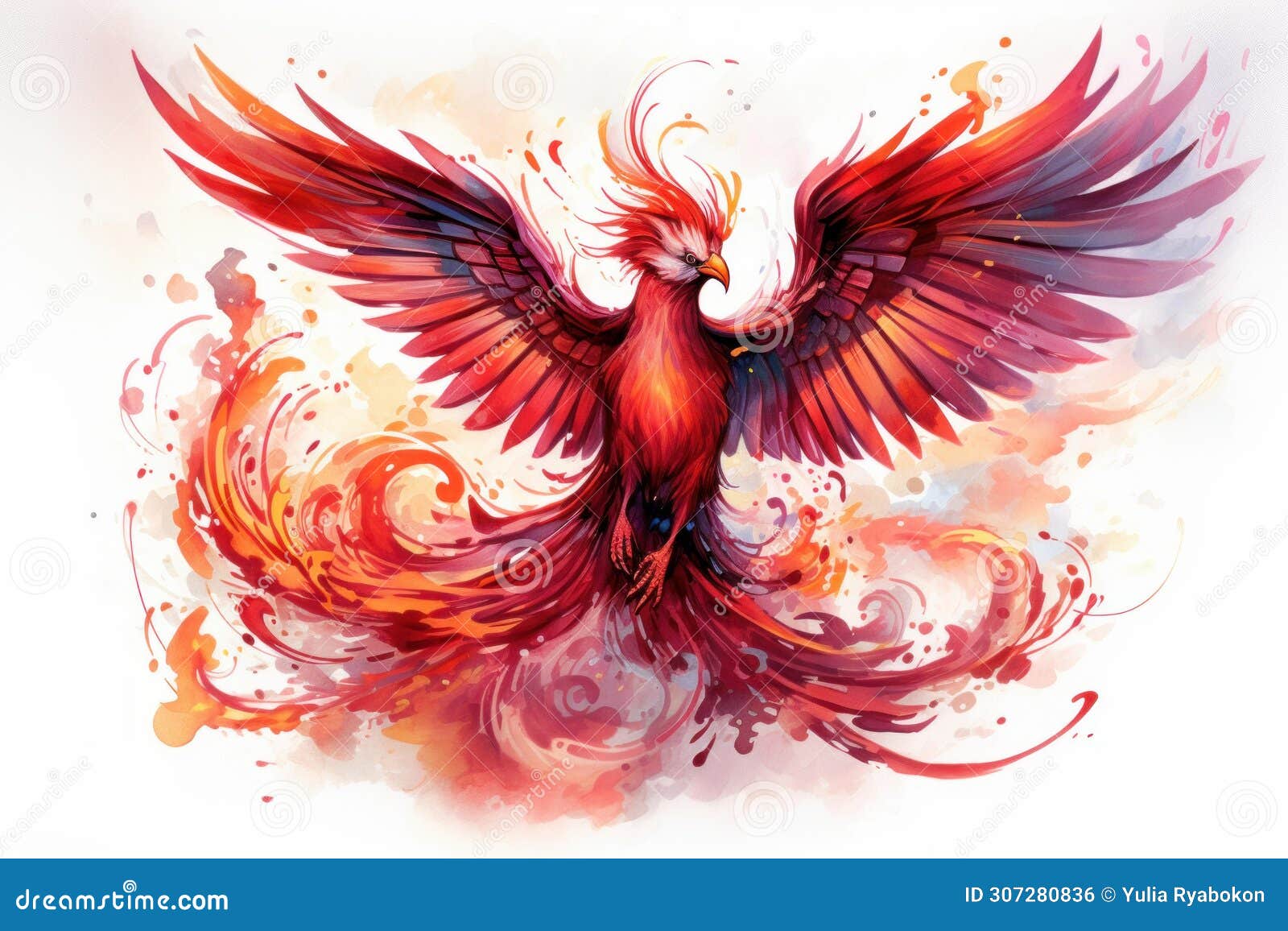 Red Phoenix Bird. Fire Fantasy Bird Stock Illustration - Illustration ...