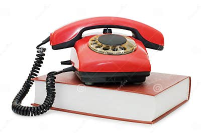 Red Phone on the Book Isolated Stock Photo - Image of communication ...