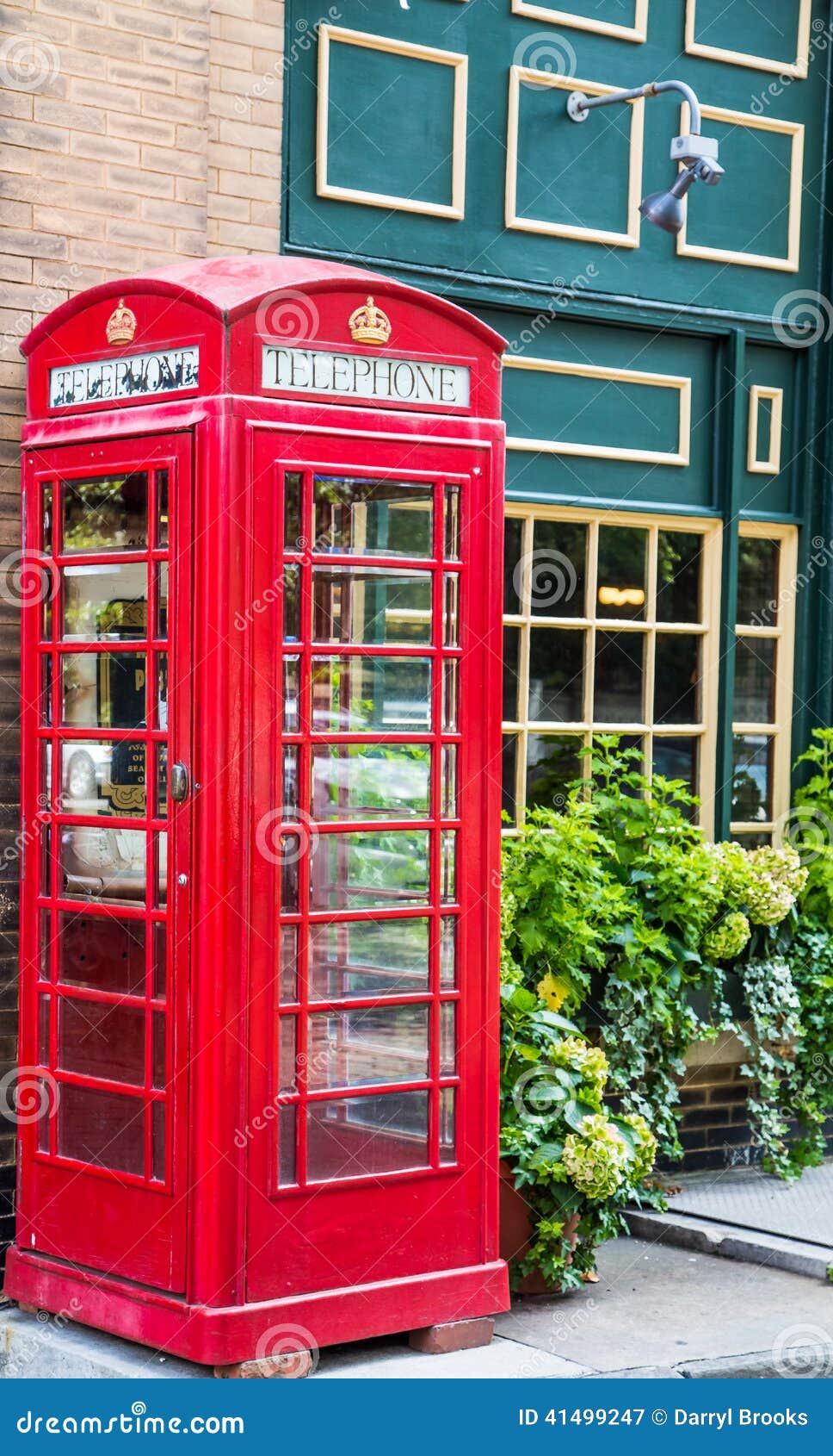 Red Phone Booth Outside Pub Stock Image - Image of traditional ...