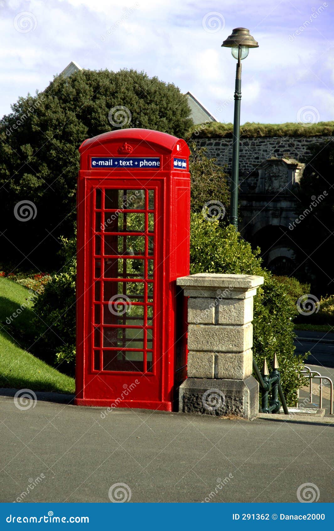 Red Phone Box with New Technology Stock Photo - Image of phone, text ...