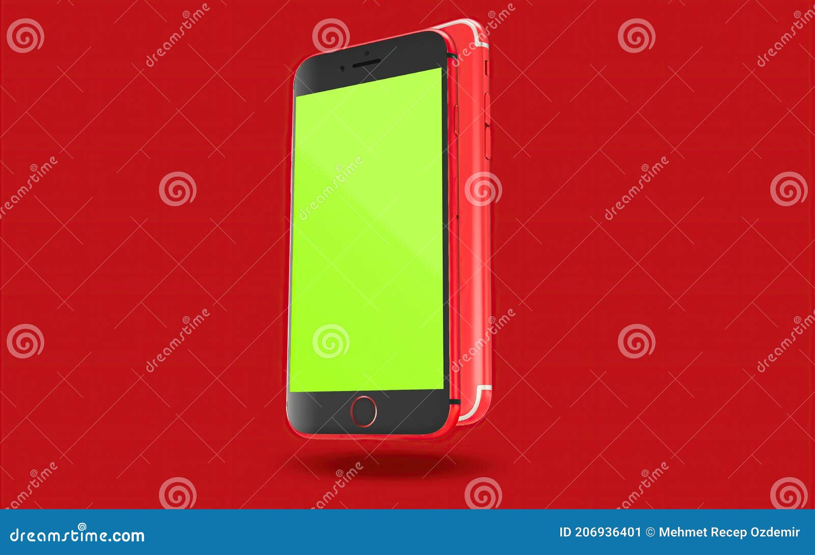 Red Phone Front and Back View Mockup Stock Illustration - Illustration ...