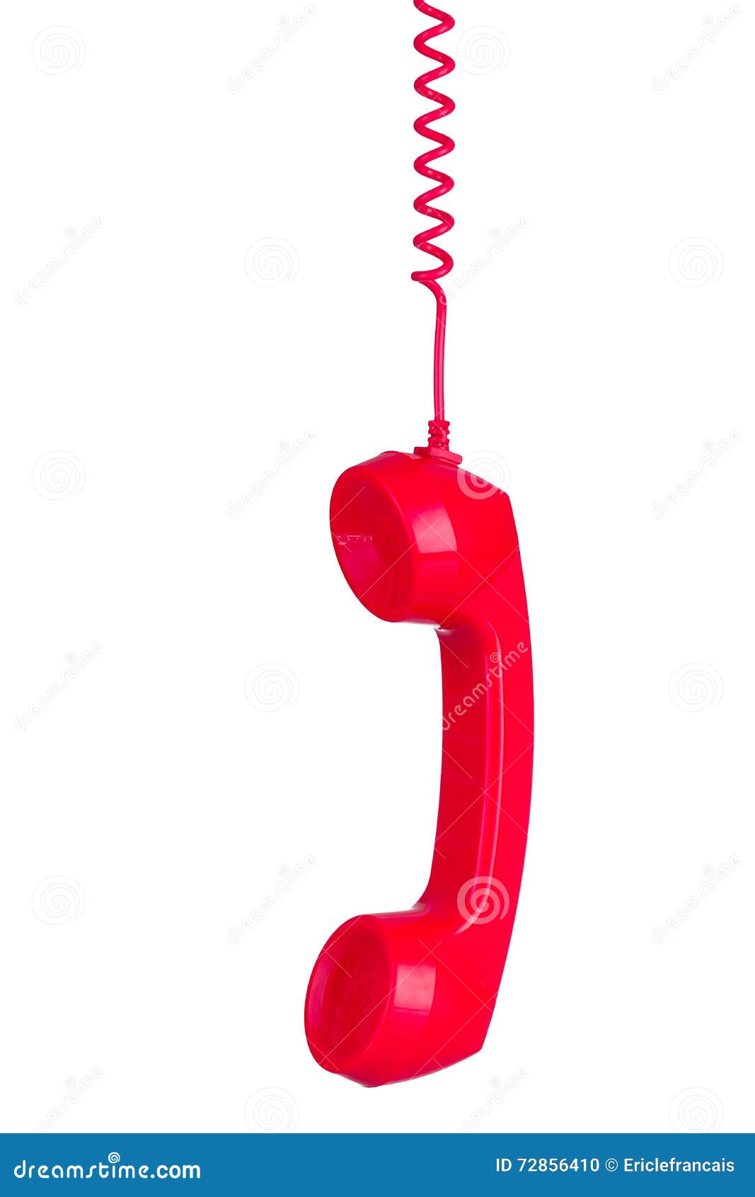 Red Phone Headset Hanging by Its Wire Isolated on White Stock Photo ...