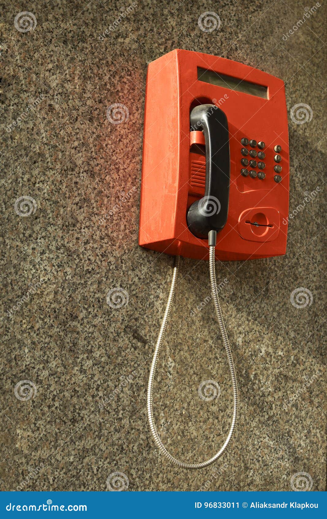 The red phone on the wall. stock image. Image of isolated - 96833011