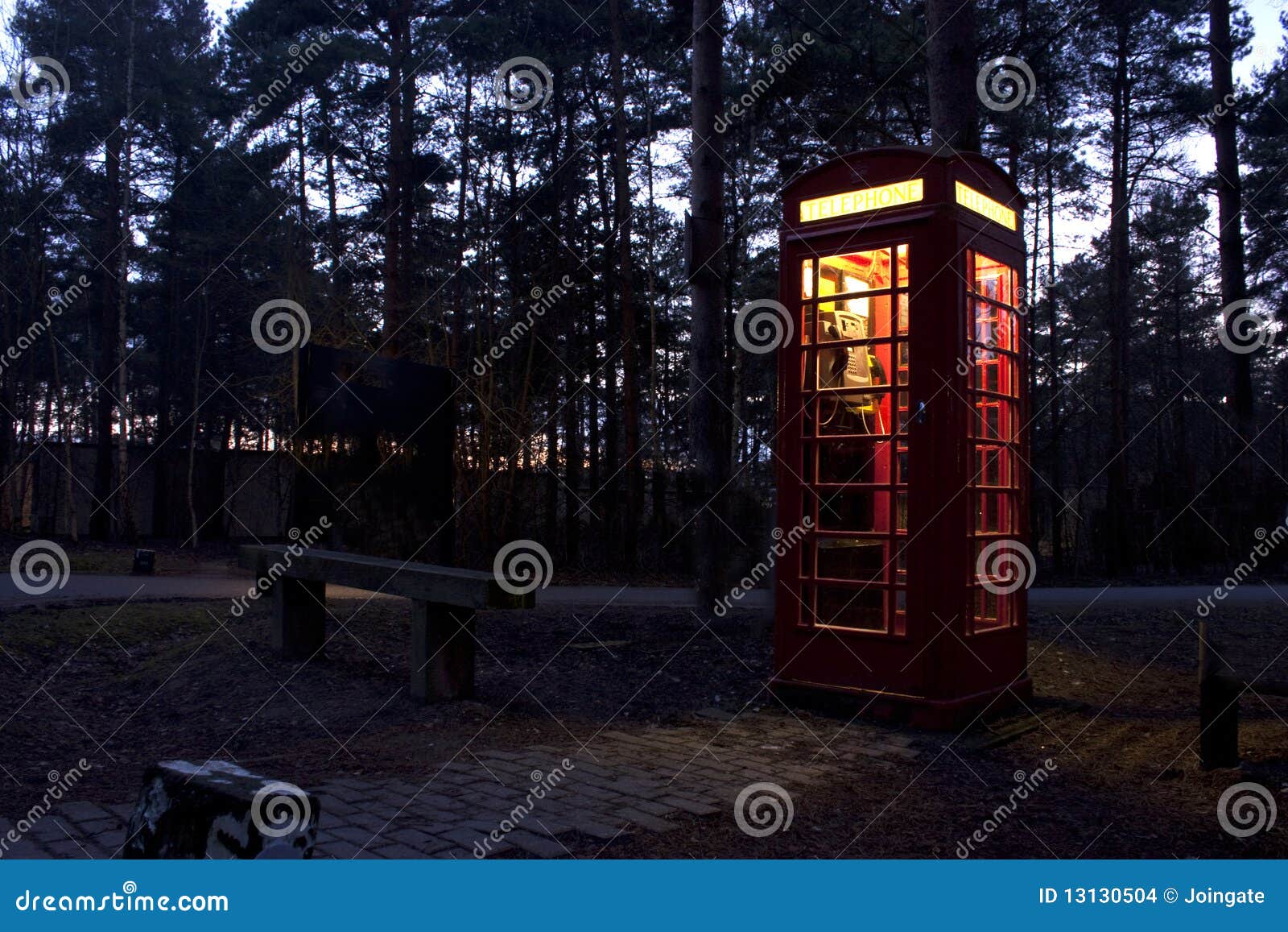 Red phonebox stock photo. Image of nighttimered, forest - 13130504