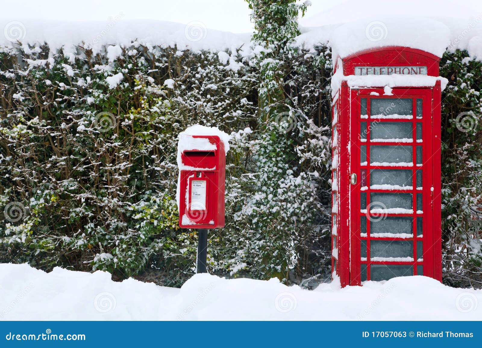 Red phonebox in the snow stock image. Image of phonebox - 17057063