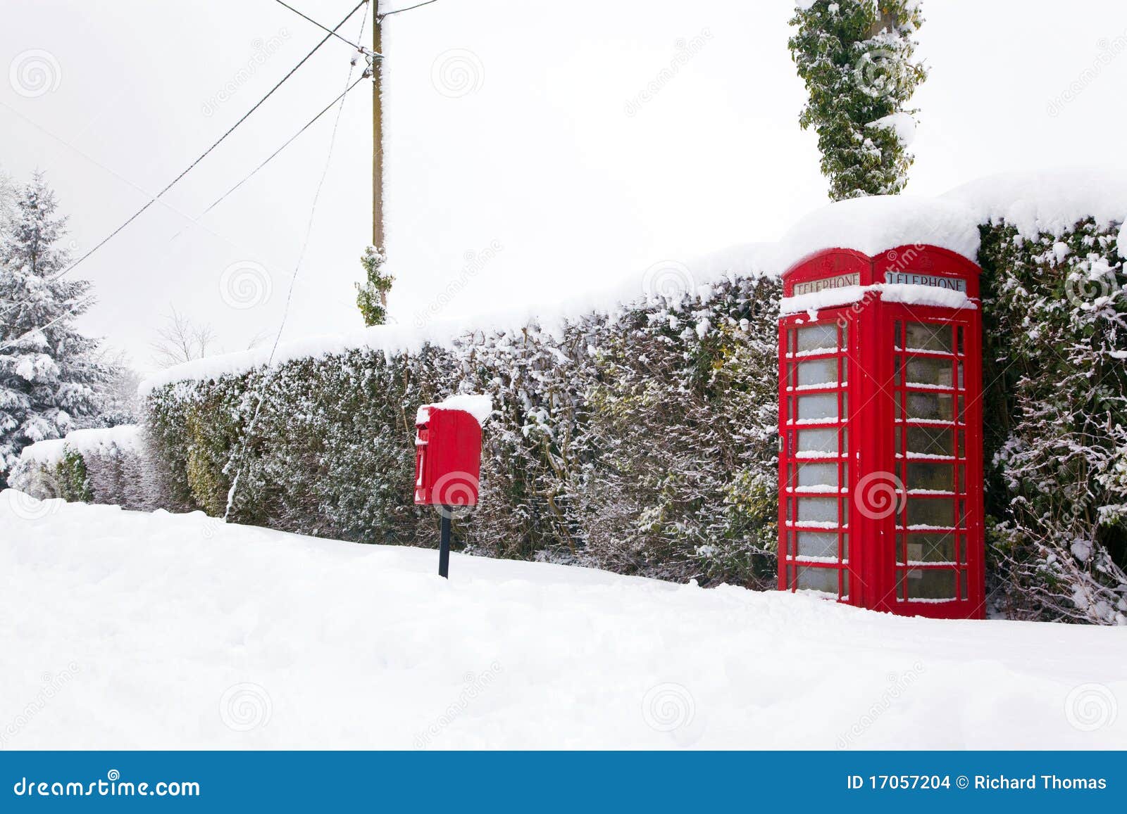 Red phonebox in the snow stock photo. Image of communication - 17057204