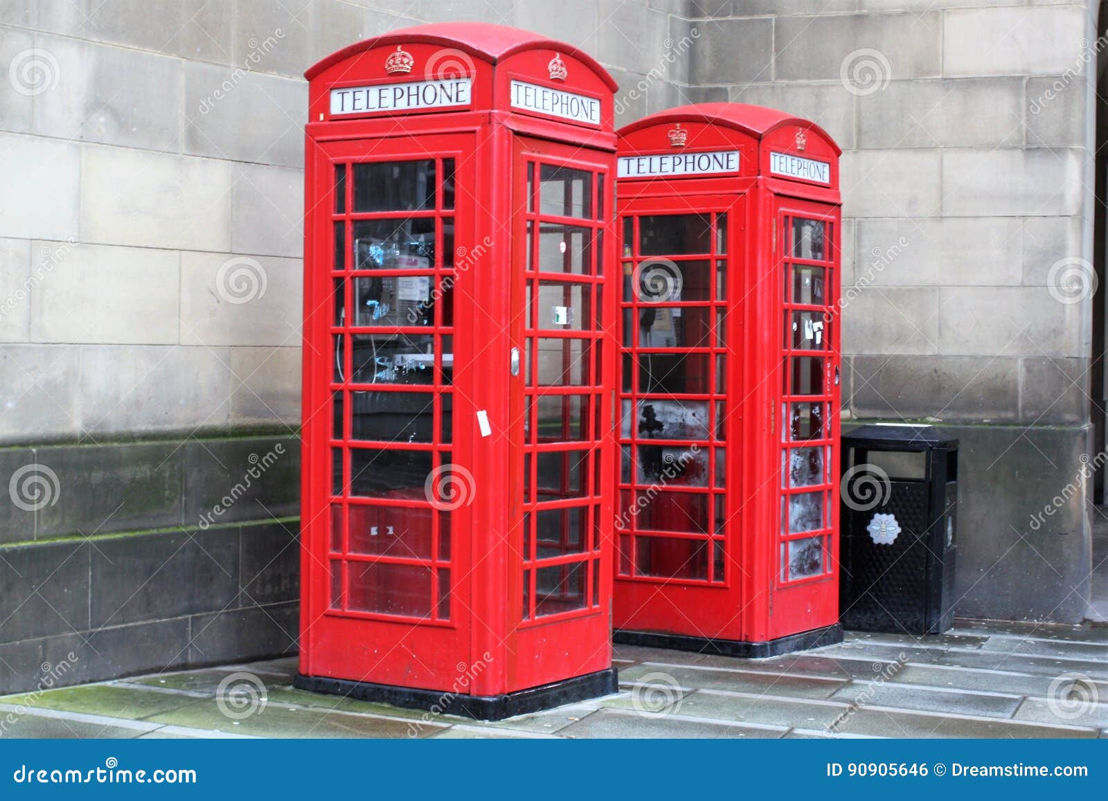 Red Phone boxes stock photo. Image of phone, manchester - 90905646