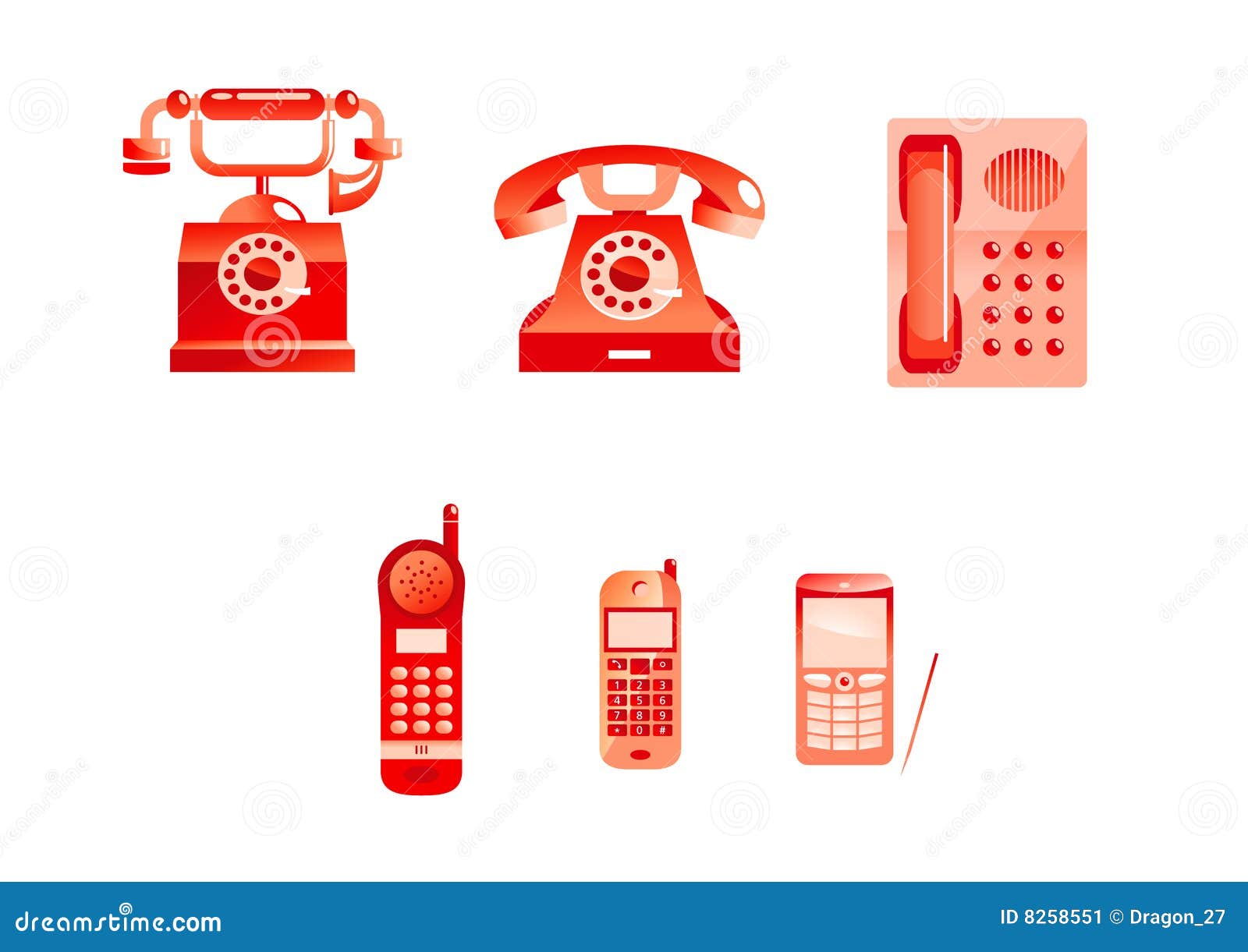 Red phones stock vector. Illustration of computer, phone - 8258551