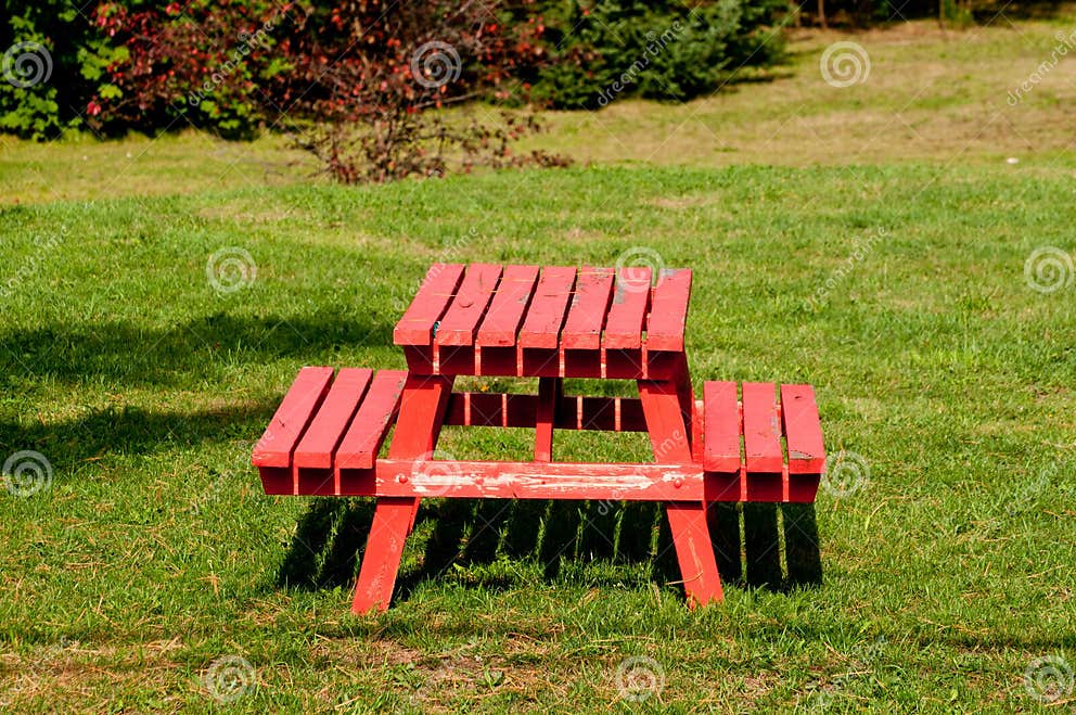 Red picnic table stock image. Image of table, colorful - 21460205