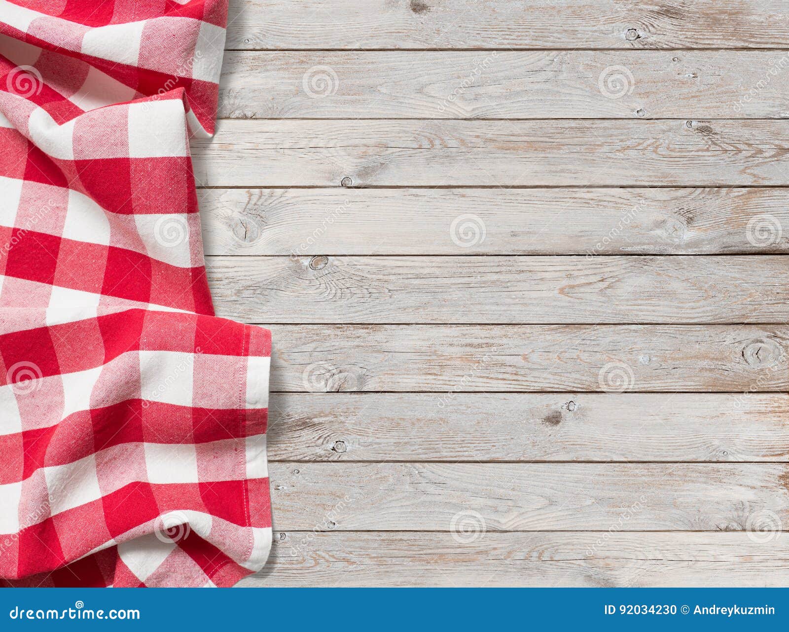 Red Picnic Tablecloth on White Wood Background Stock Photo - Image of ...