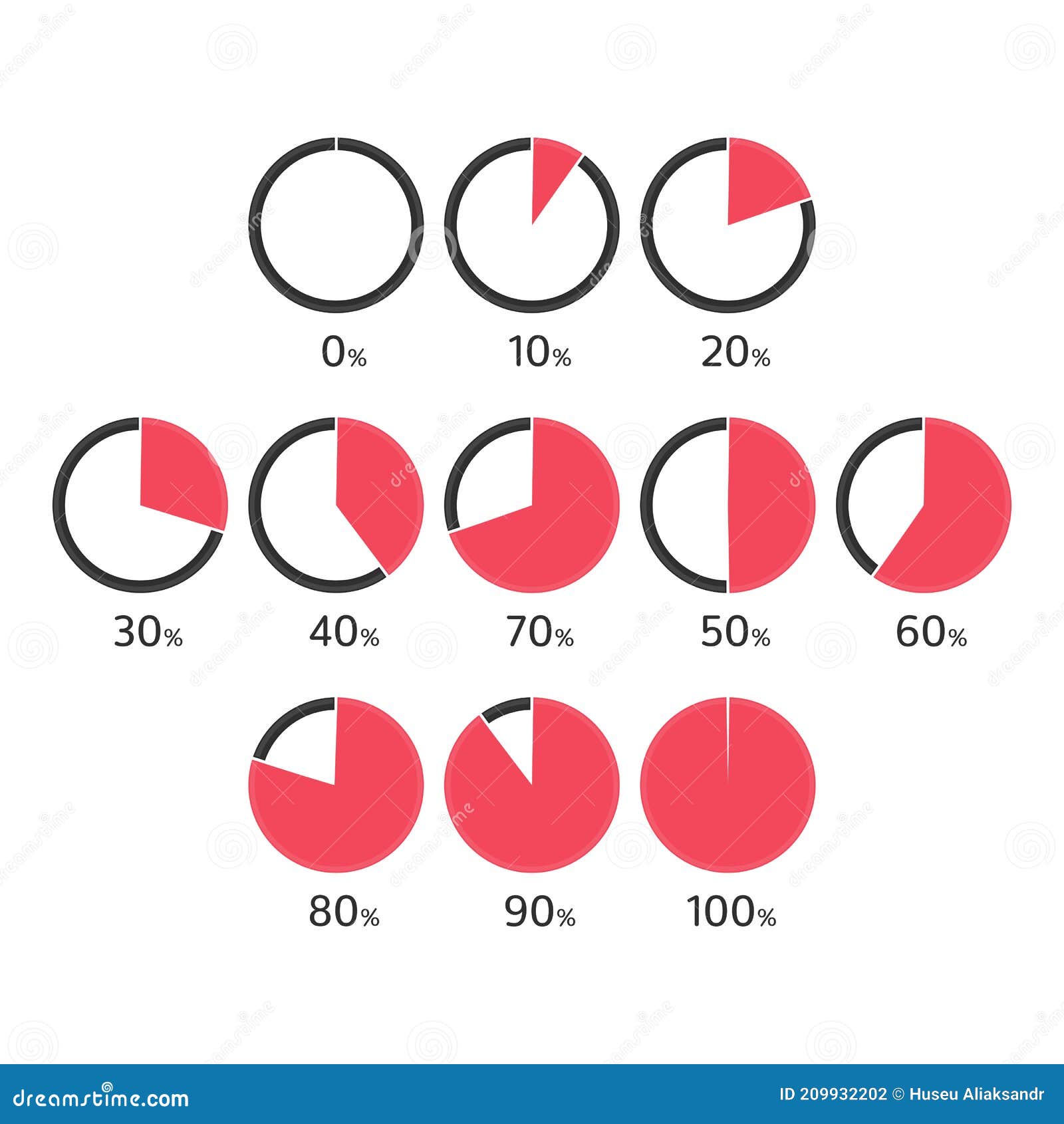 Red Pie Charts. Vector Illustration | CartoonDealer.com #209932202