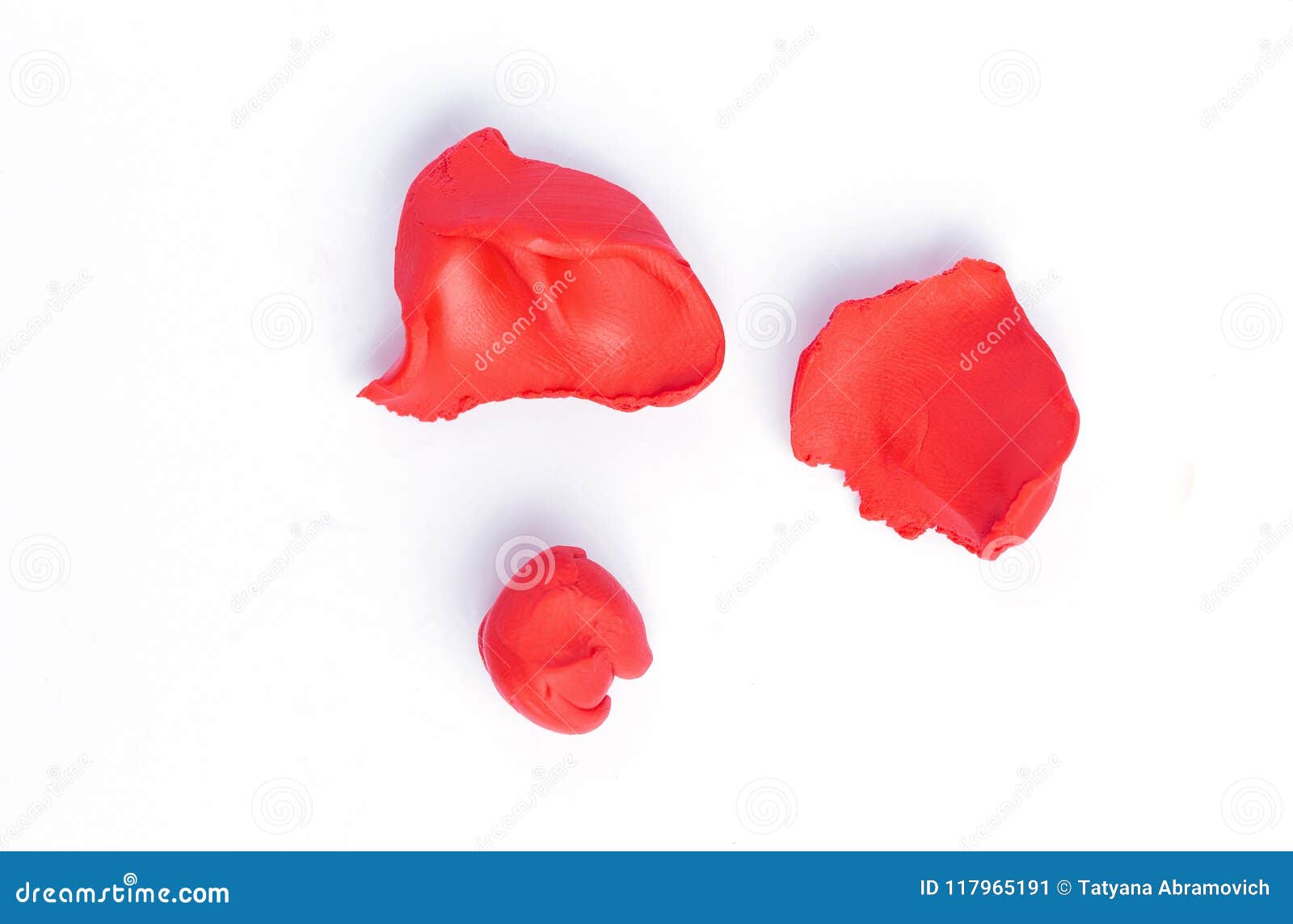 Red Pieces of Plasticine on a White Background. Stock Image - Image of ...
