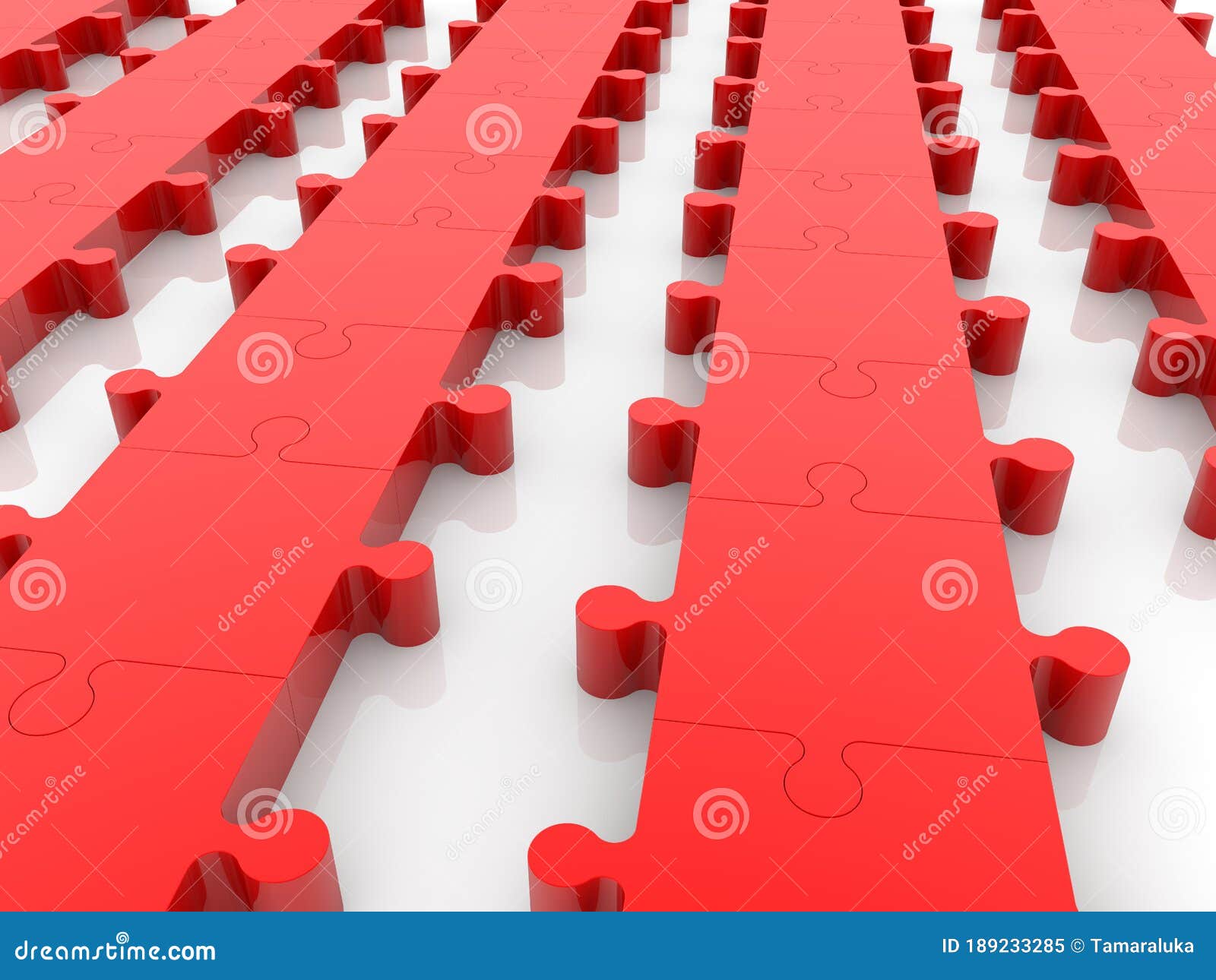 Red Pieces of a Puzzle Arranged in Rows on a White Stock Illustration ...