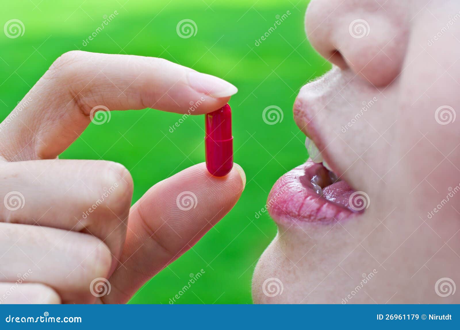Red pill stock image. Image of healthy, eating, mouth - 26961179