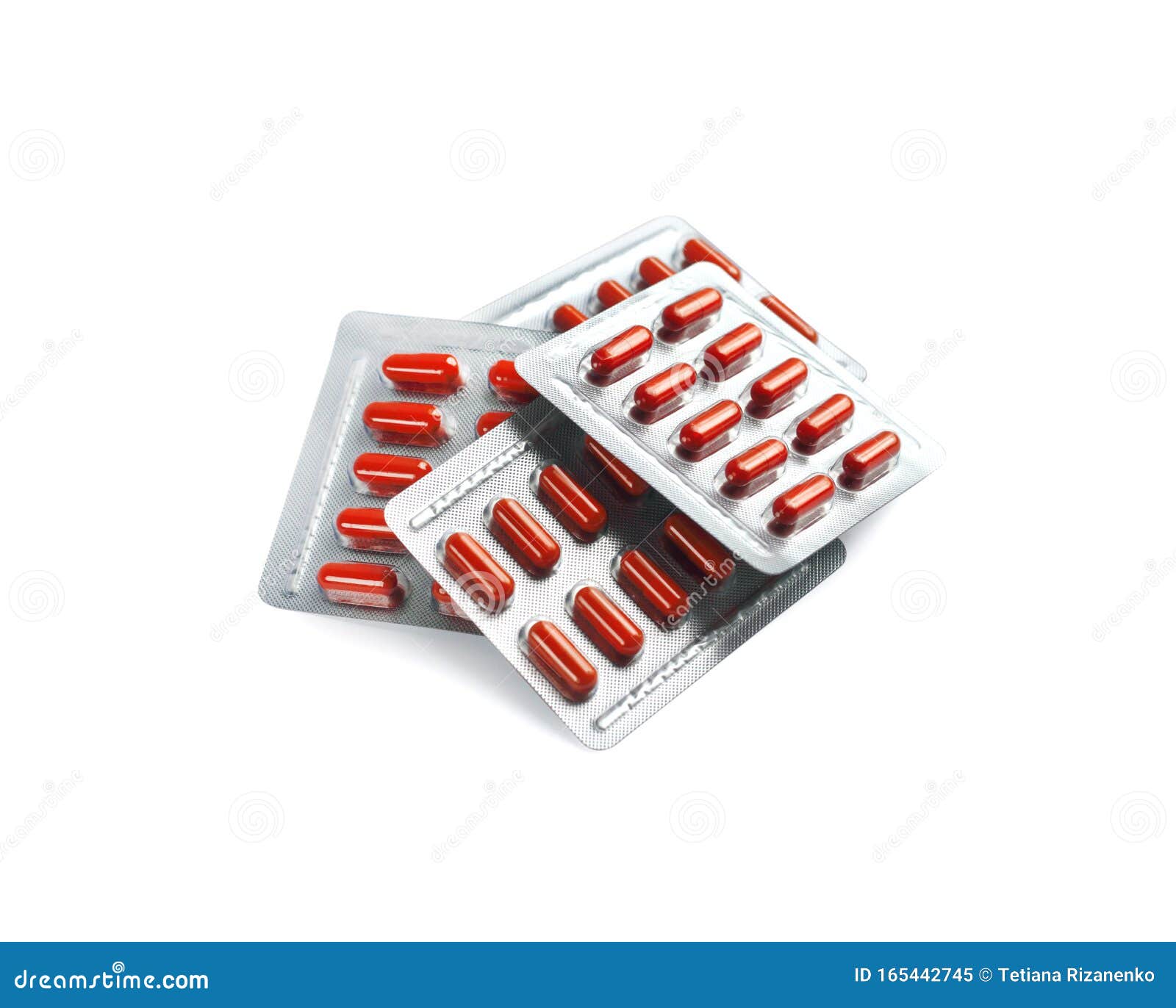 Red Pill Capsules in Blister Packs Isolated on White Background 库存图片 ...