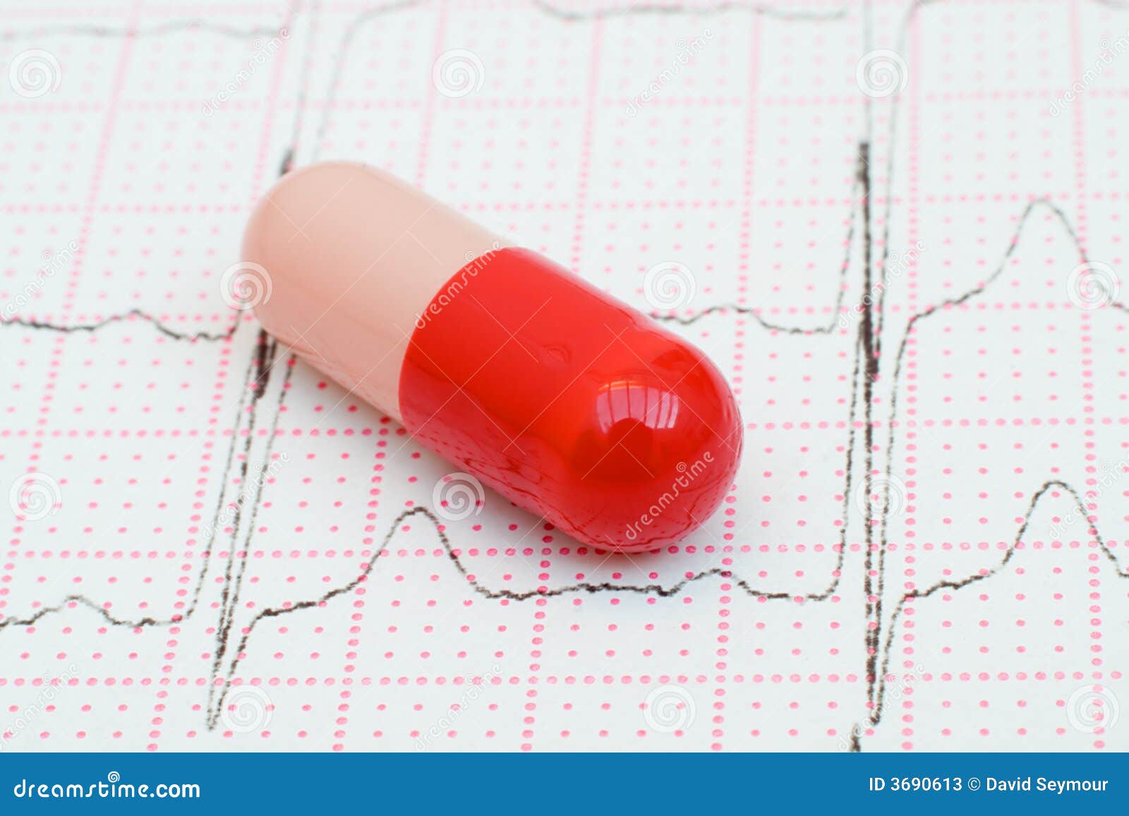 Red Pill on a Cardiogram Trace Stock Image - Image of diagnose ...