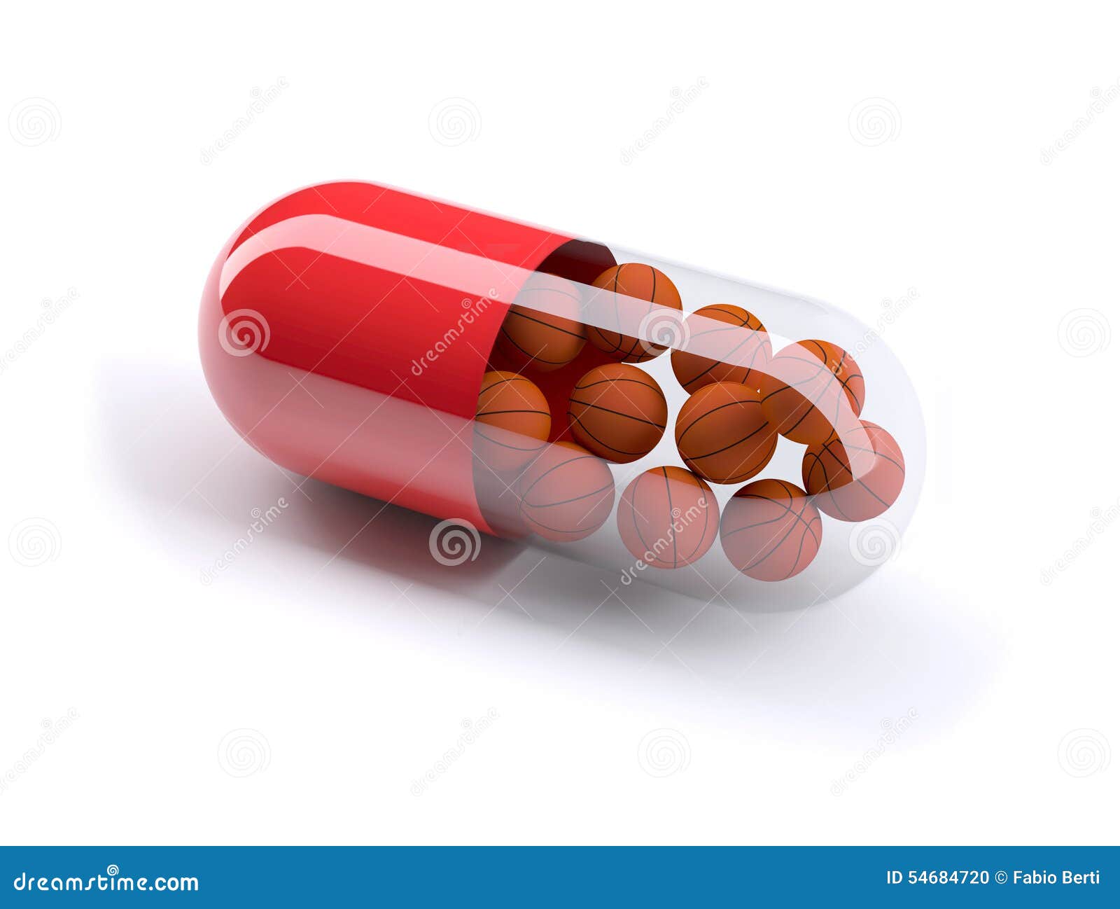 Red Pill Filled with Basket Balls Stock Illustration - Illustration of ...