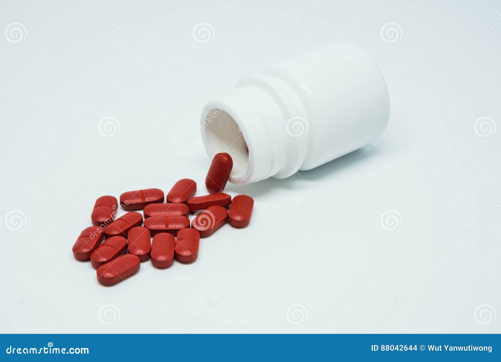 Red Pills from White Bottle. Stock Photo - Image of white, medicine ...