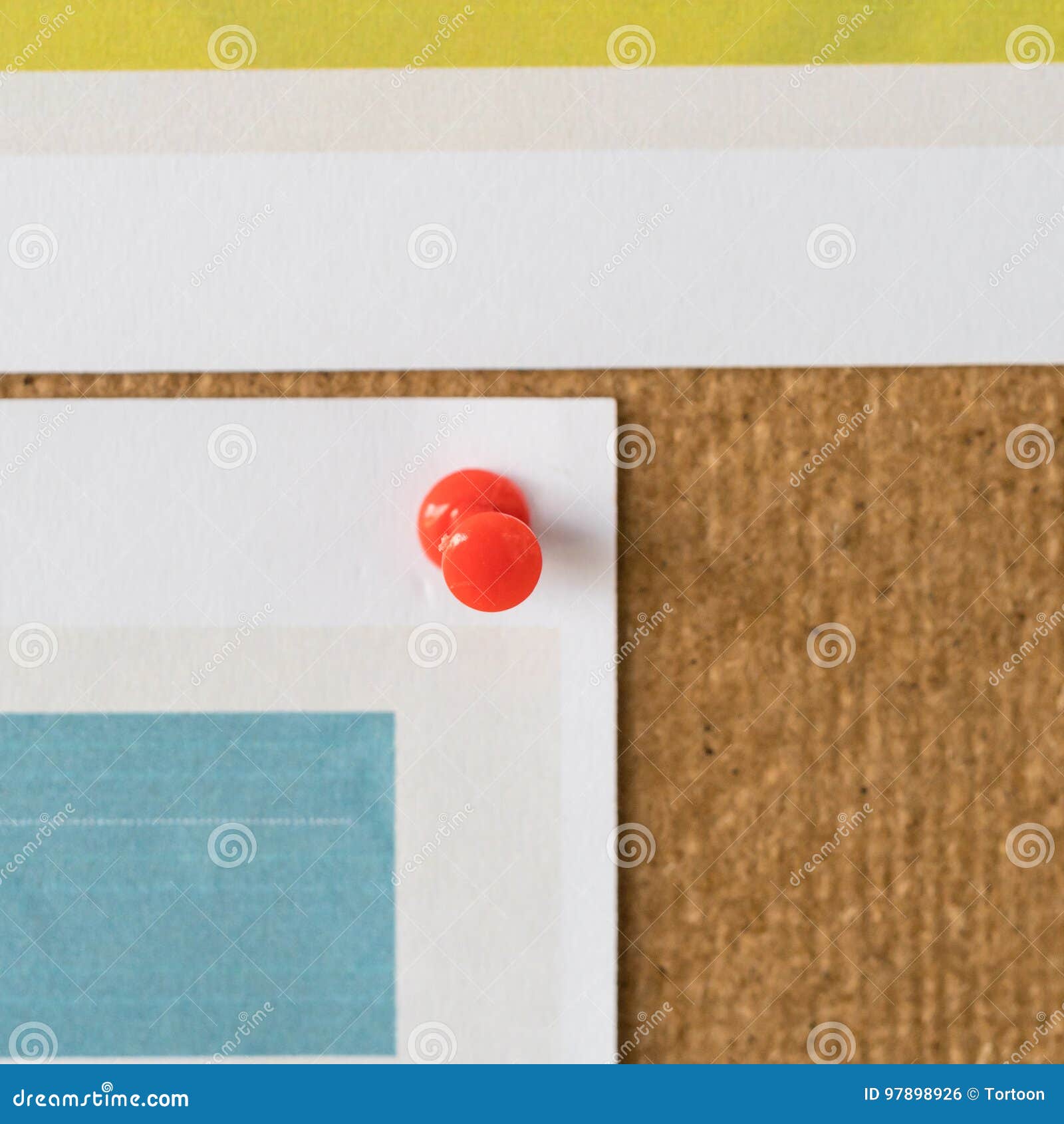 Red Pin Attachment Paper on Cork Board in Office. Stock Photo - Image ...