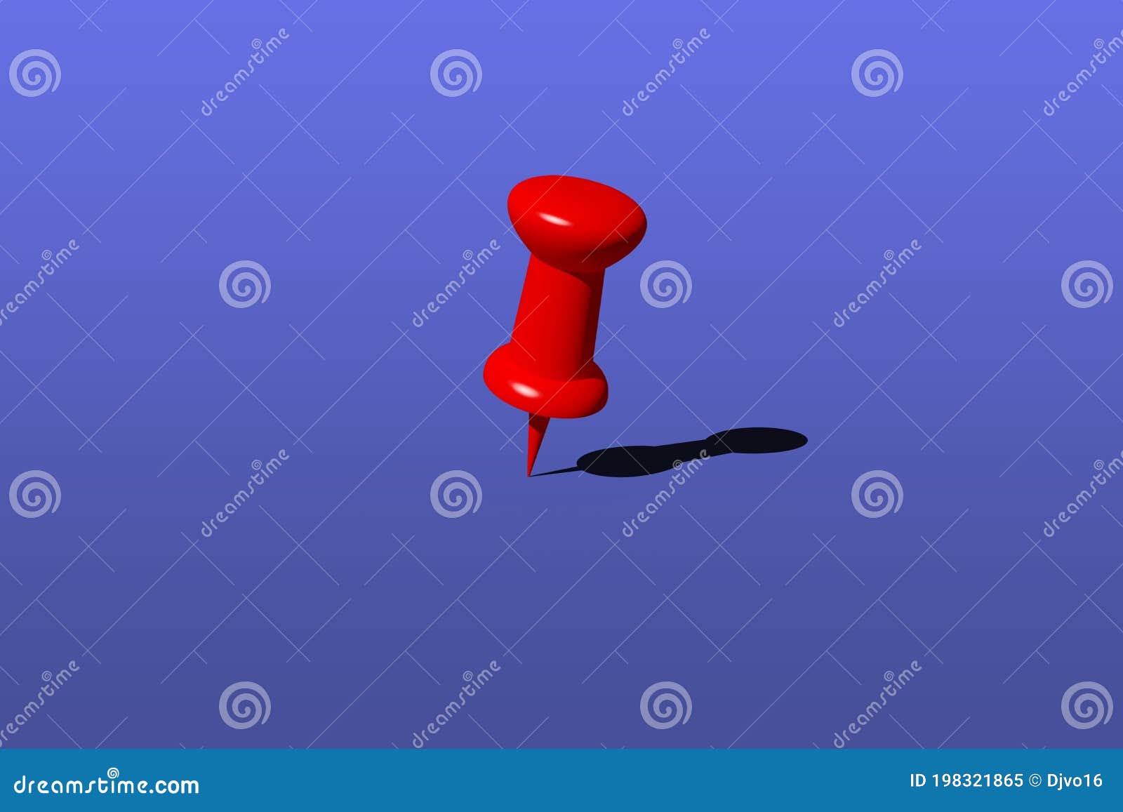 Red Pin on Blue Background. 3D Render Illustration Stock Illustration ...