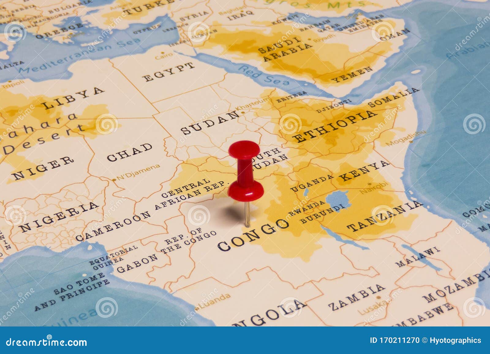 A Red Pin on Congo of the World Map Stock Photo - Image of education ...
