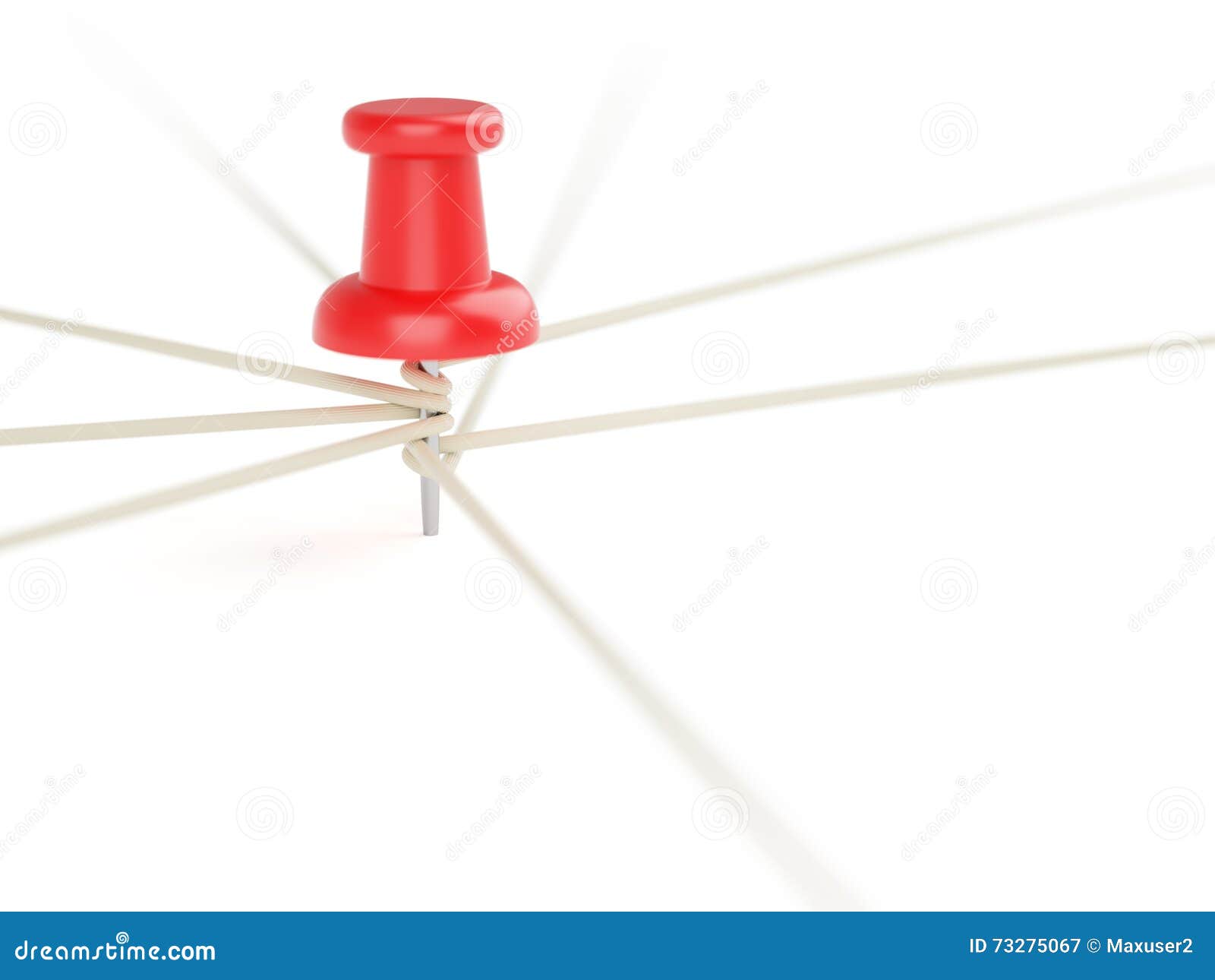 Red Pin Connected To Multiple Others through Ropes 3d Illustration ...
