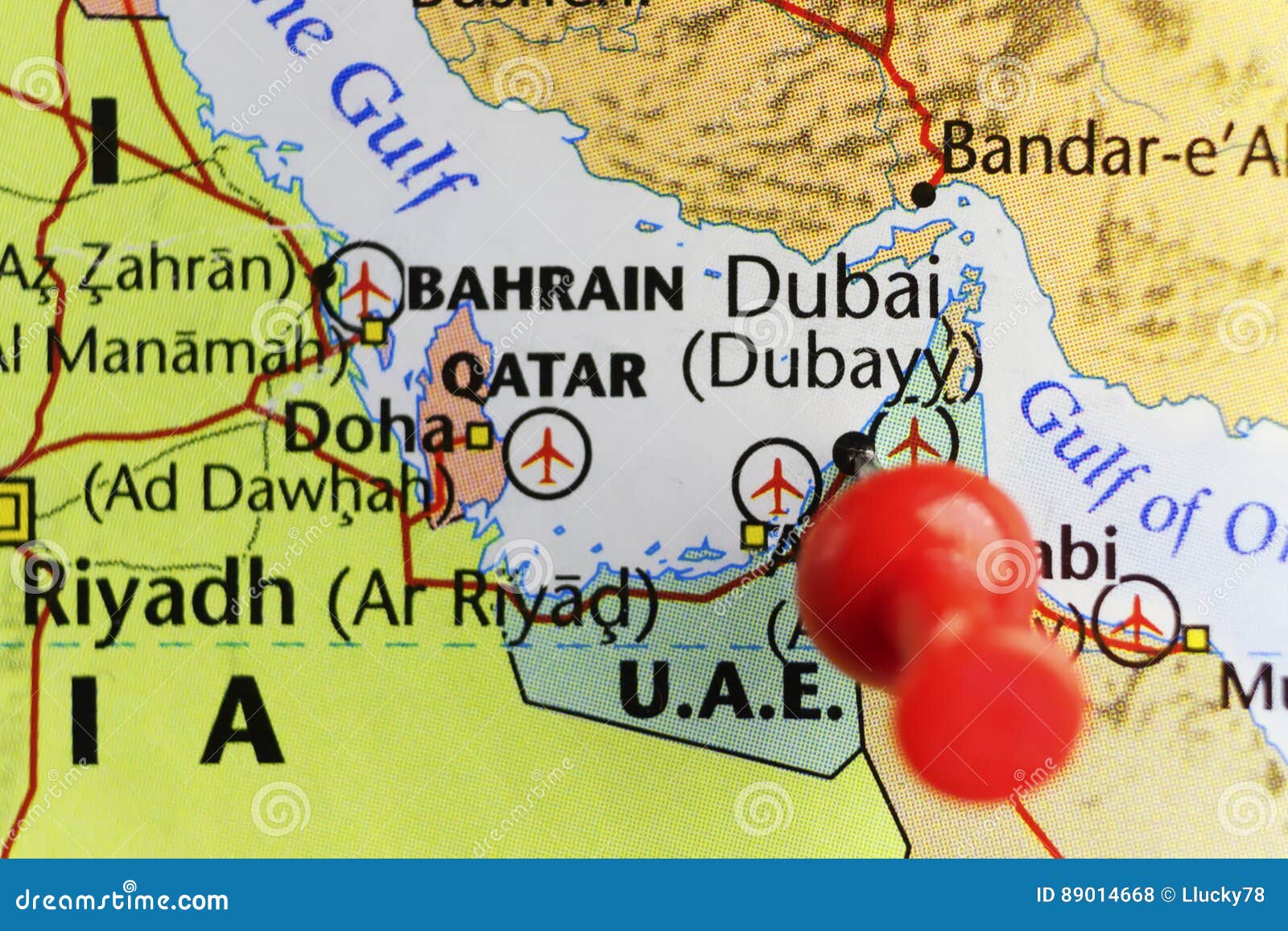 Red pin on Dubai U.a.E stock photo. Image of asia, space - 89014668