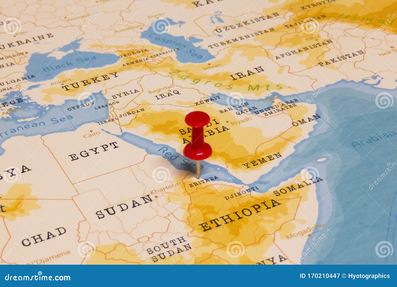 A Red Pin On Eritrea Of The World Map Royalty-Free Stock Photography ...