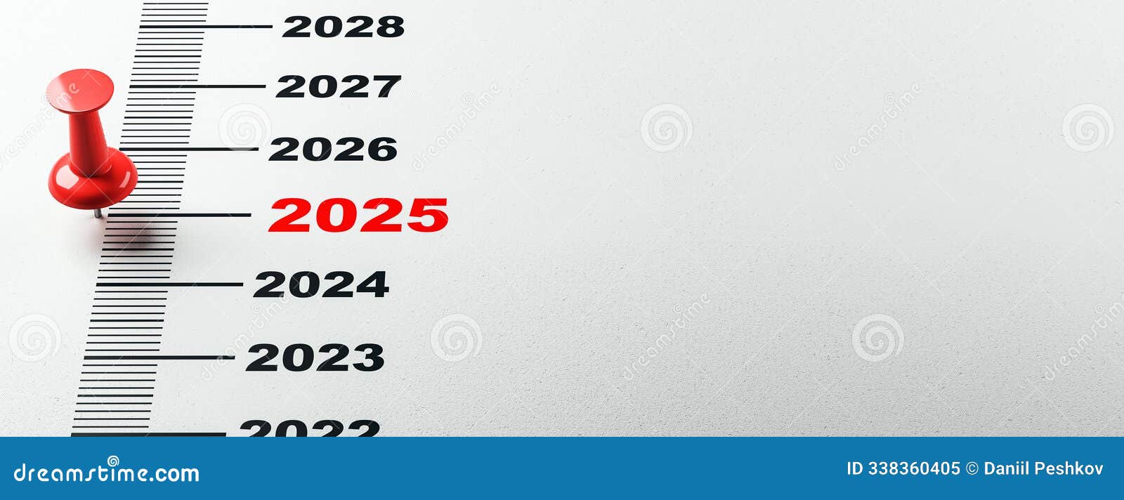 2025 Marked with a Red Pin on a Timeline of Years from 2022 To 2028. 3D ...