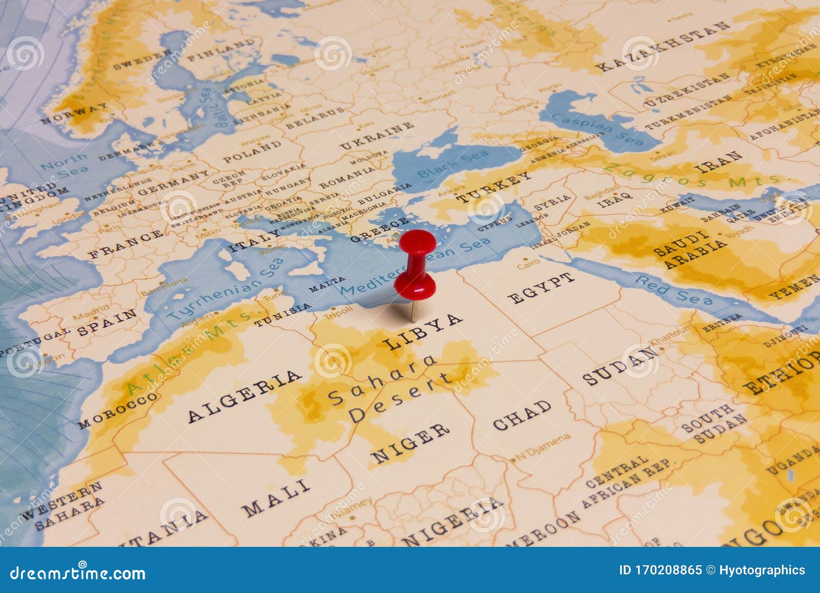 A Red Pin on Libya of the World Map Stock Image - Image of health ...
