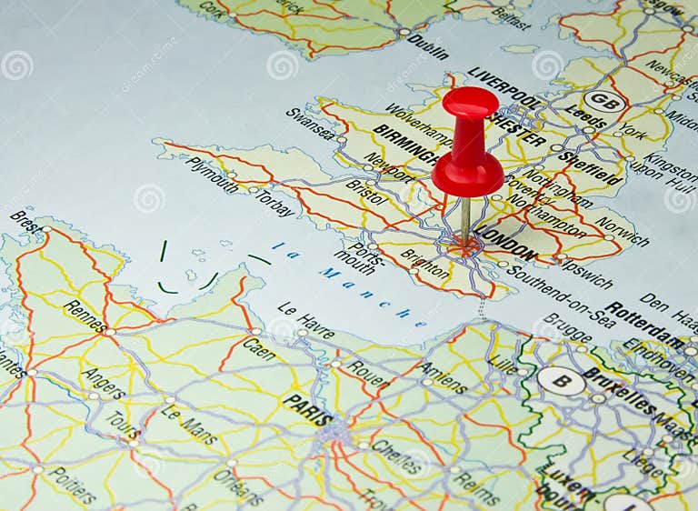 Red pin on london map stock photo. Image of paper, location - 5321752