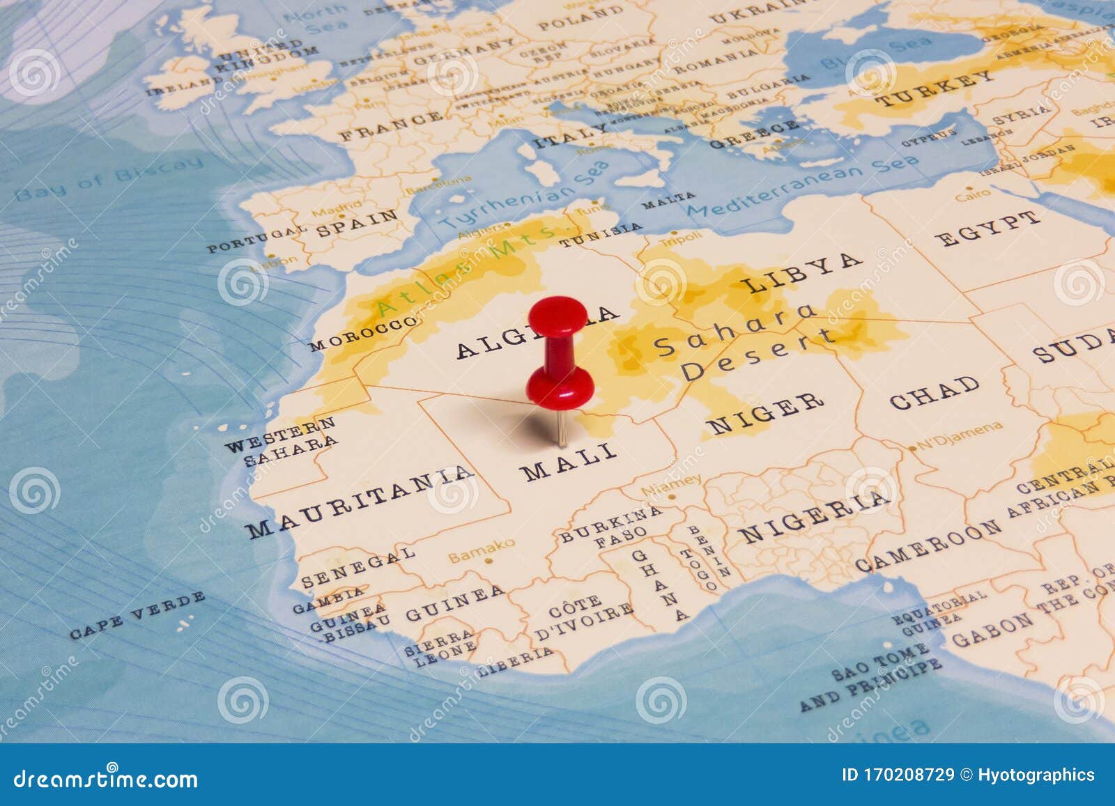 A Red Pin on Mali of the World Map Stock Image - Image of african ...