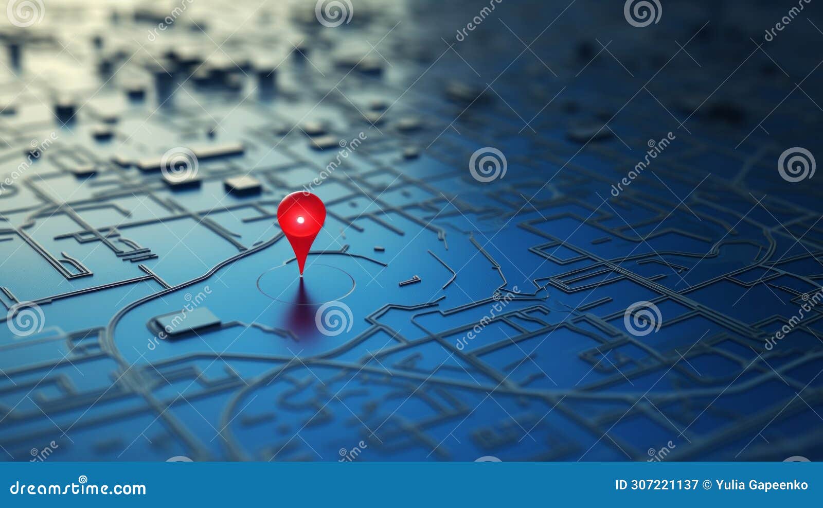 A Red Pin on the Map of a Map Stock Image - Image of street, route ...