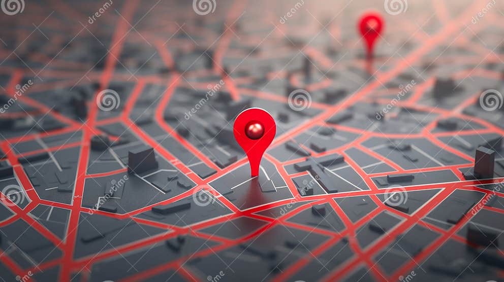 A Red Pin on the Map of a Map Stock Image - Image of navigation ...
