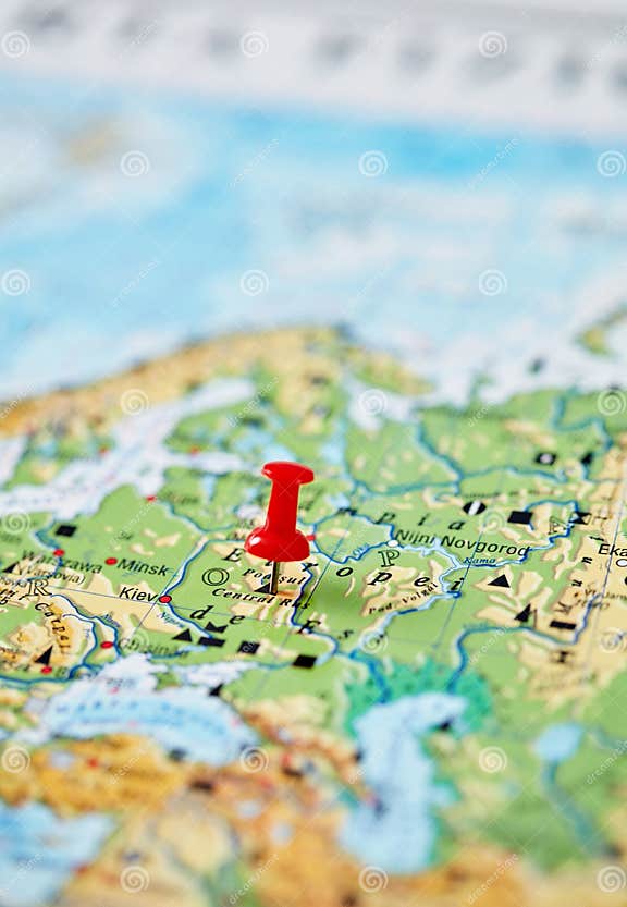 Red pin on map stock image. Image of object, locations - 258878309