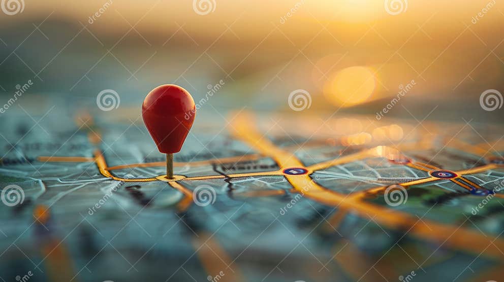 Red Pin on a Map Indicating a Specific Location Stock Image - Image of ...