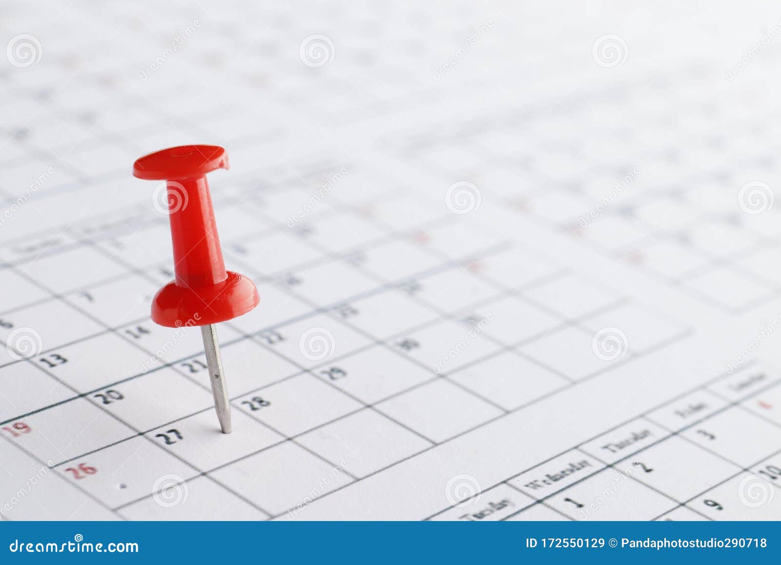 Red Pin Marking on Calendar in Planning Stock Image - Image of concepts ...