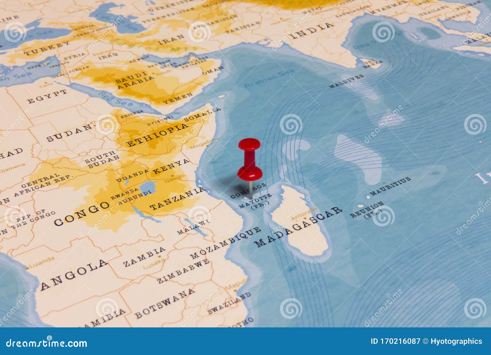 A Red Pin on Mayotte of the World Map Stock Image - Image of ...
