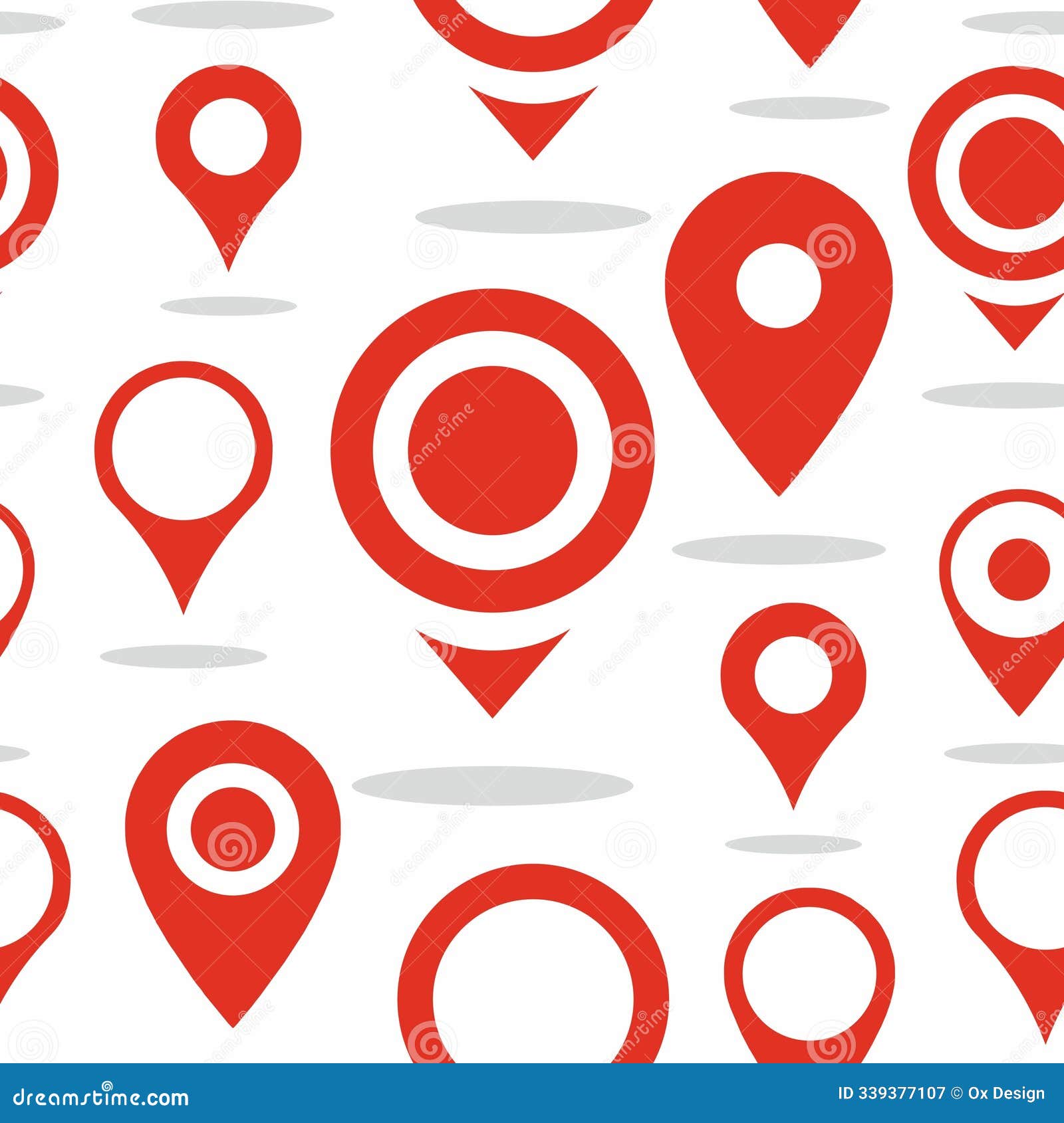 Red Pin Point Icon Seamless Pattern on White Background. Stock Vector ...