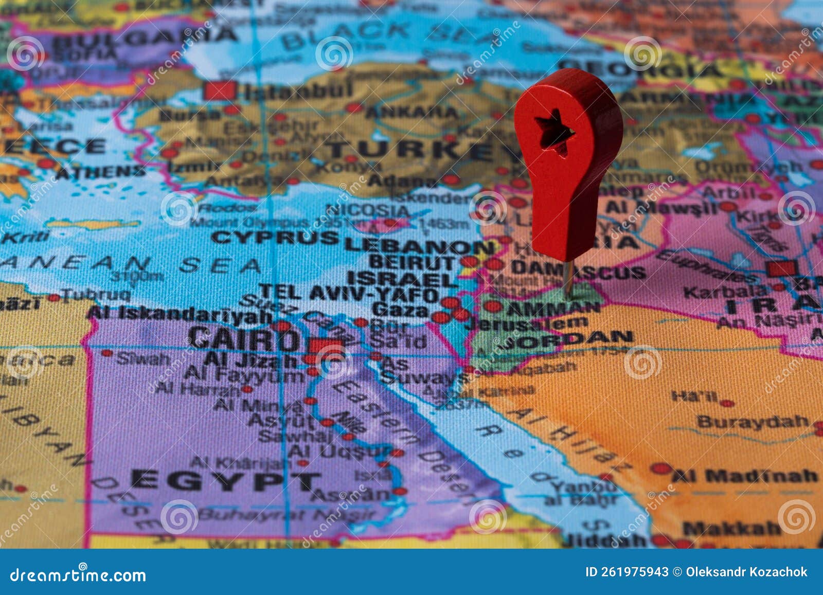 Red Pin, Point on the Map of Jordan. Concept Travel Background. Stock ...
