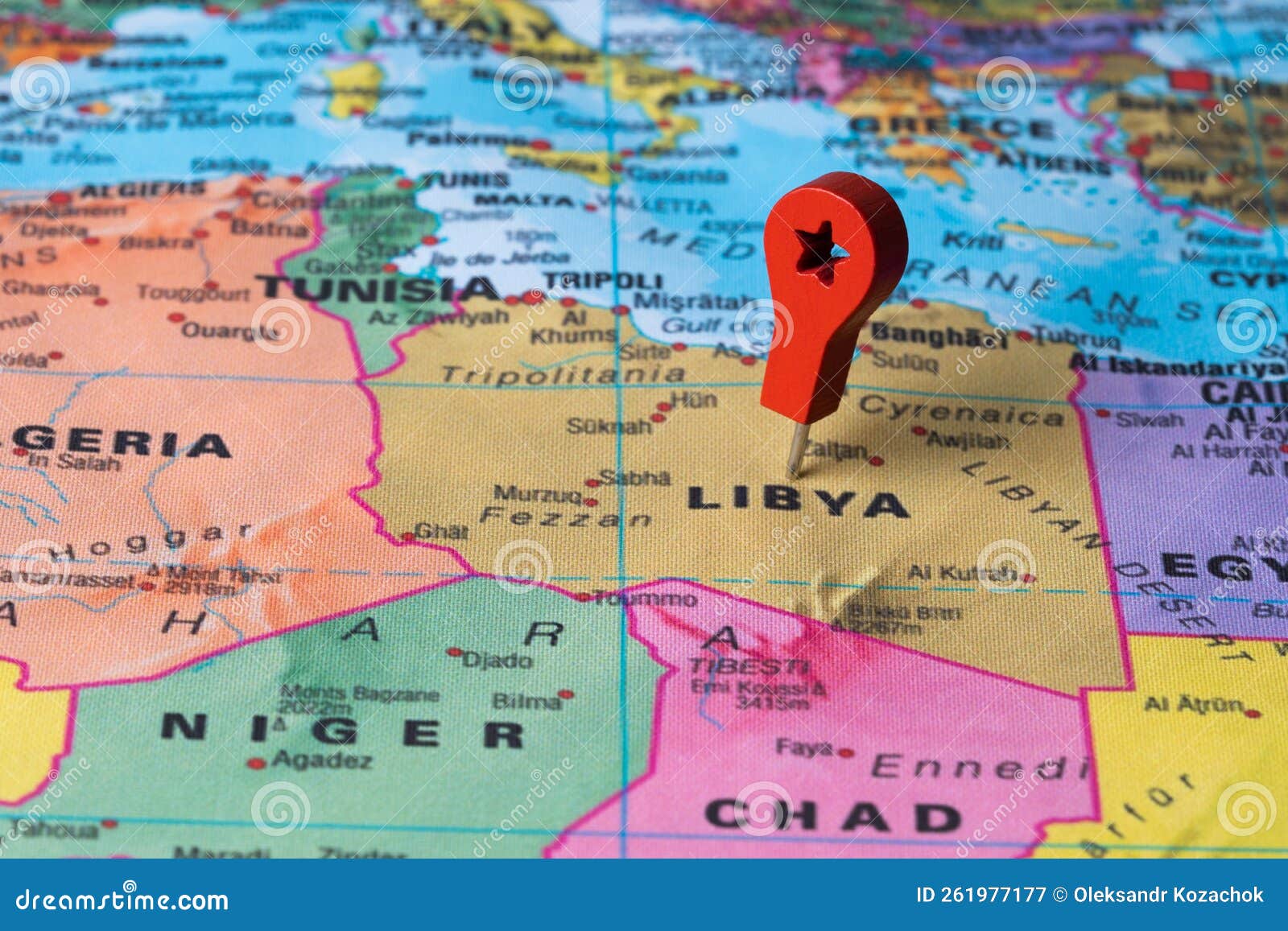 Red Pin, Point on the Map of Libya. Concept Travel Background. Stock ...