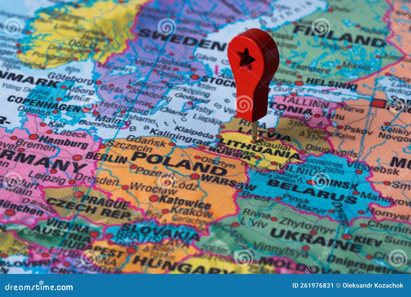 Red Pin, Point on the Map of Lithuania. Concept Travel Background ...