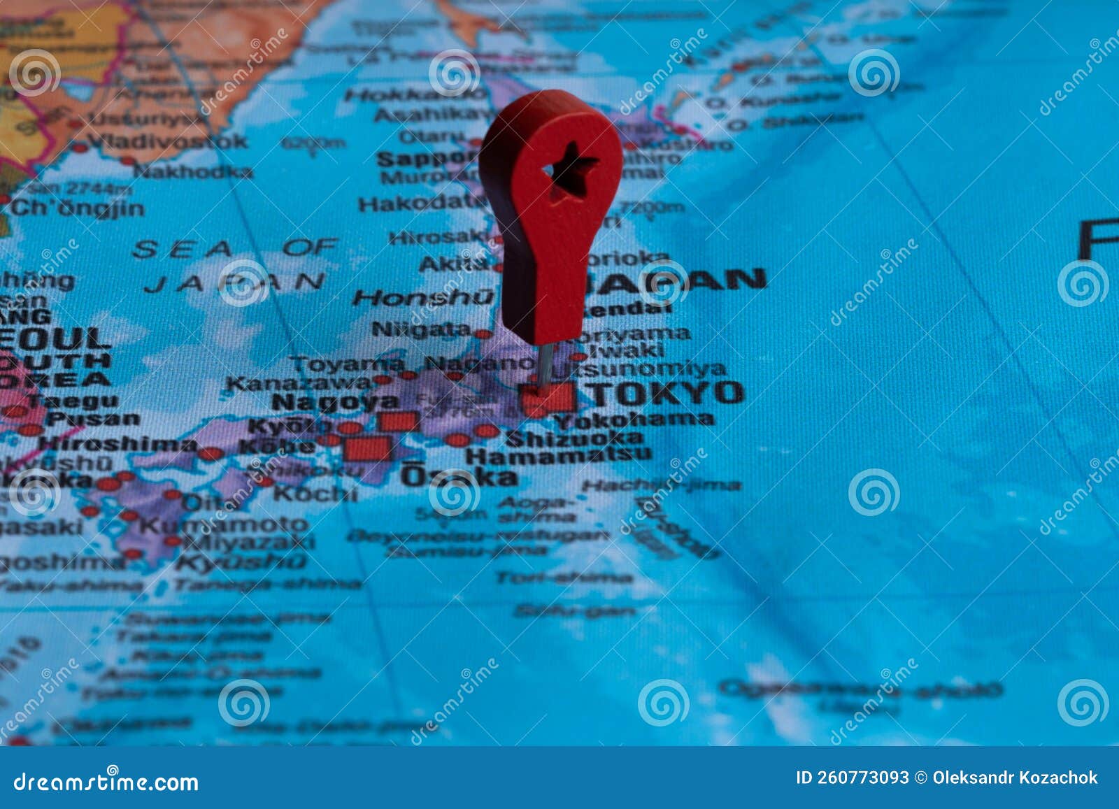 Red Pin, Point on the Map of Tokyo. Concept Travel Background. Stock ...