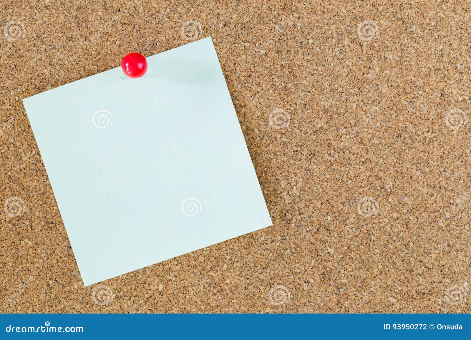 Red pin on post-it note stock photo. Image of office - 93950272