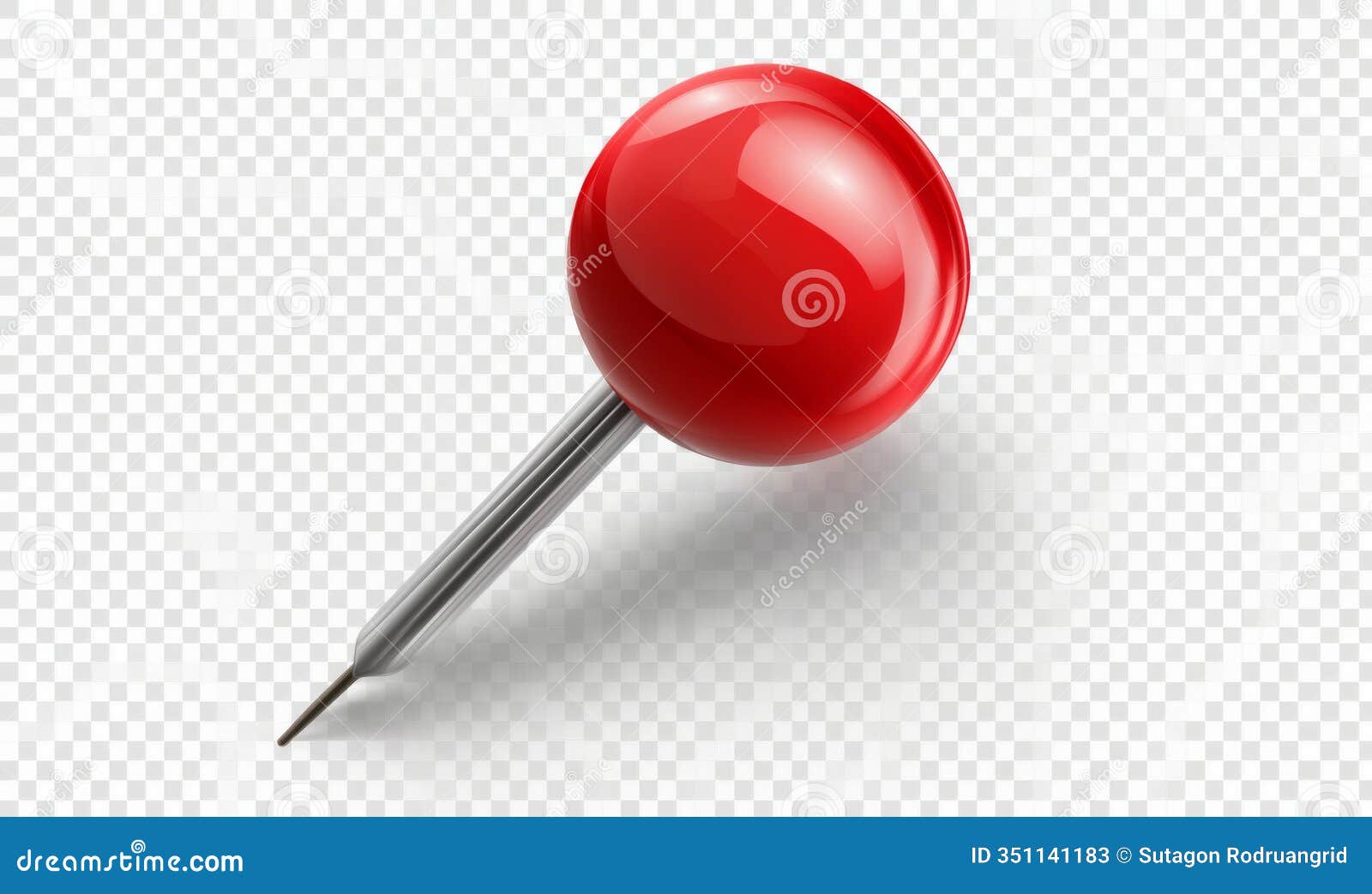 Red Pin, Push Pin on Transparent Background Stock Illustration ...