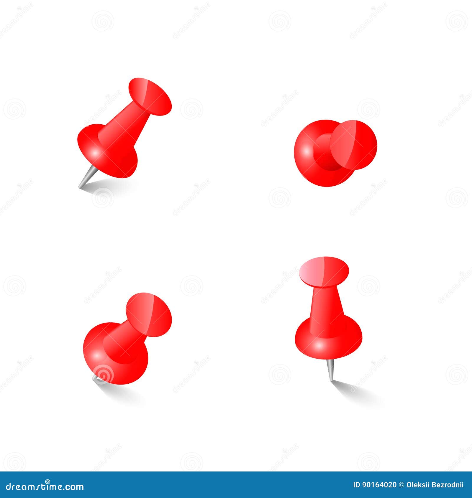 Red pin realistic set stock vector. Illustration of attachment - 90164020